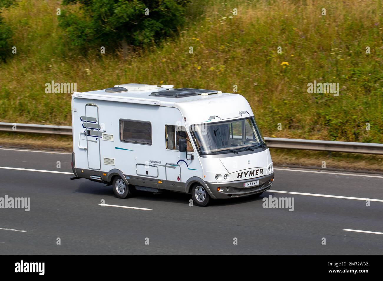 2000 White FIAT HYMER, Hymermobile B584 motohome; travelling on the M6 ...