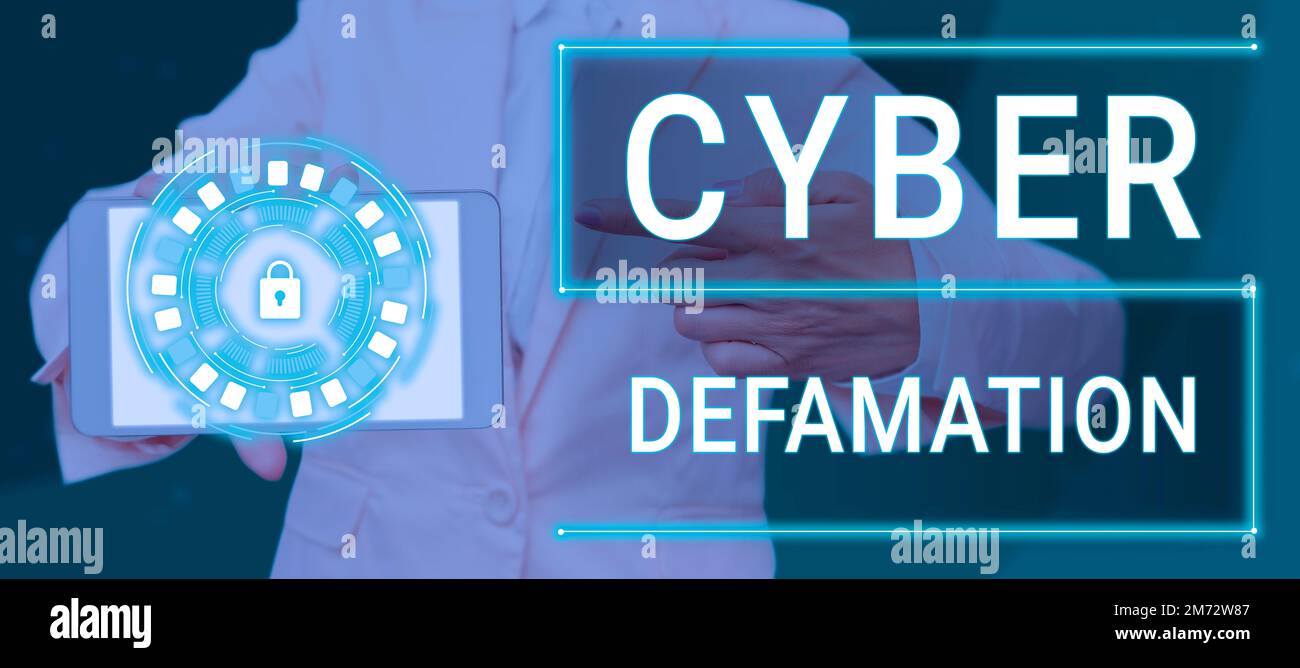 Conceptual caption Cyber Defamation. Business overview slander ...