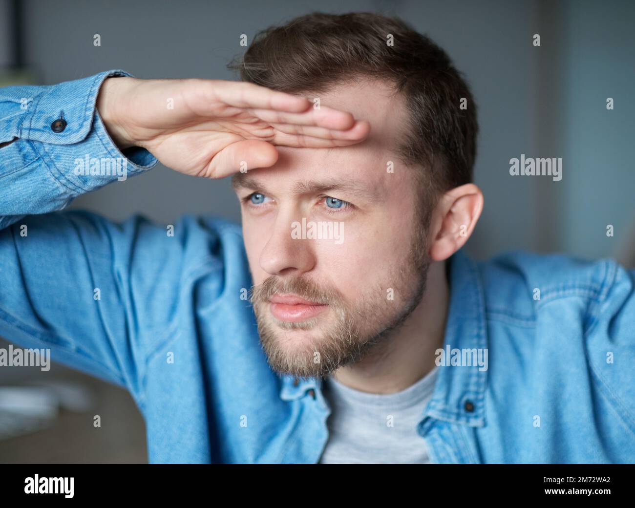 Attractive bearded portrait freelance male software engineer at working ...