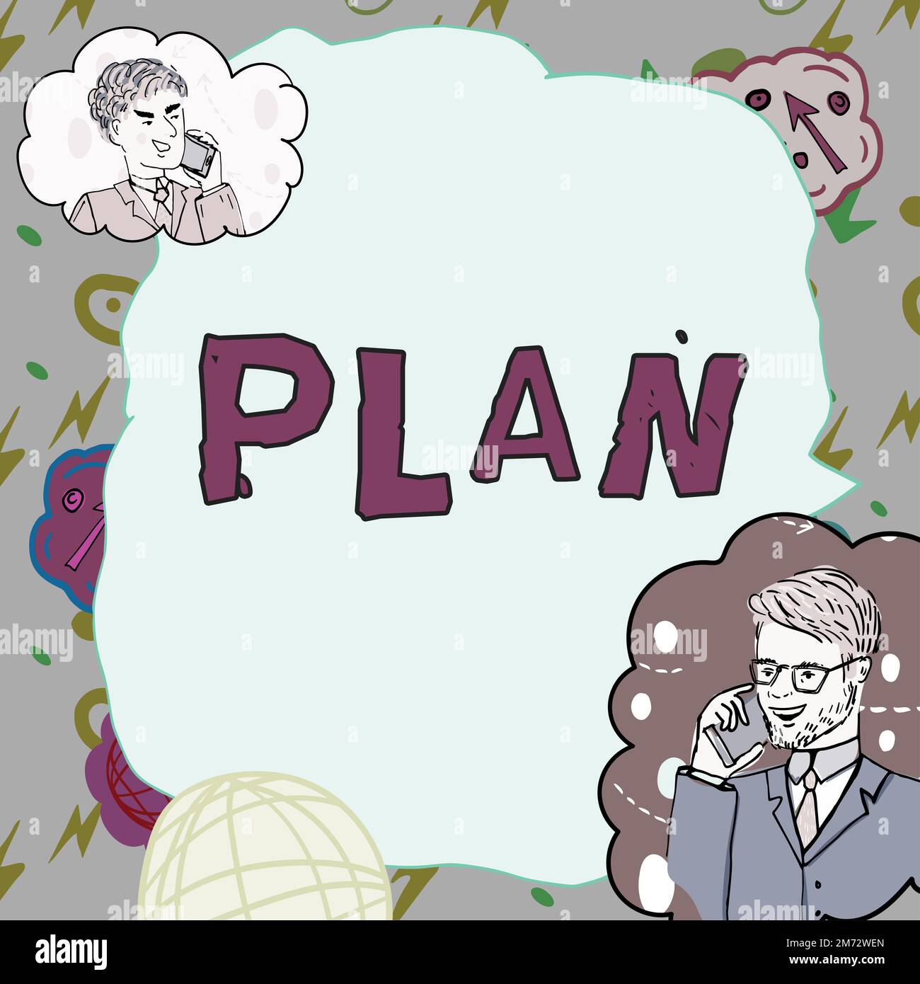 Text caption presenting Plan. Business concept Start of a detailed ...