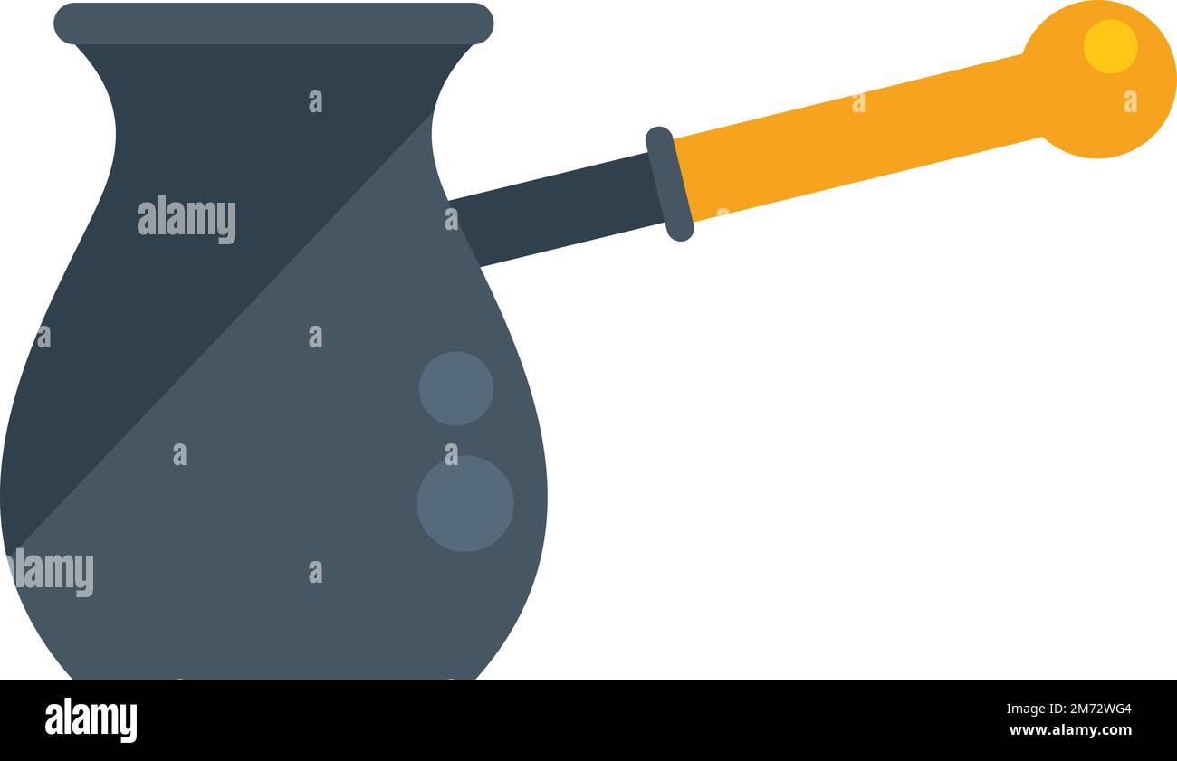 Breakfast coffee pot icon flat vector. Morning menu. Healthy food ...