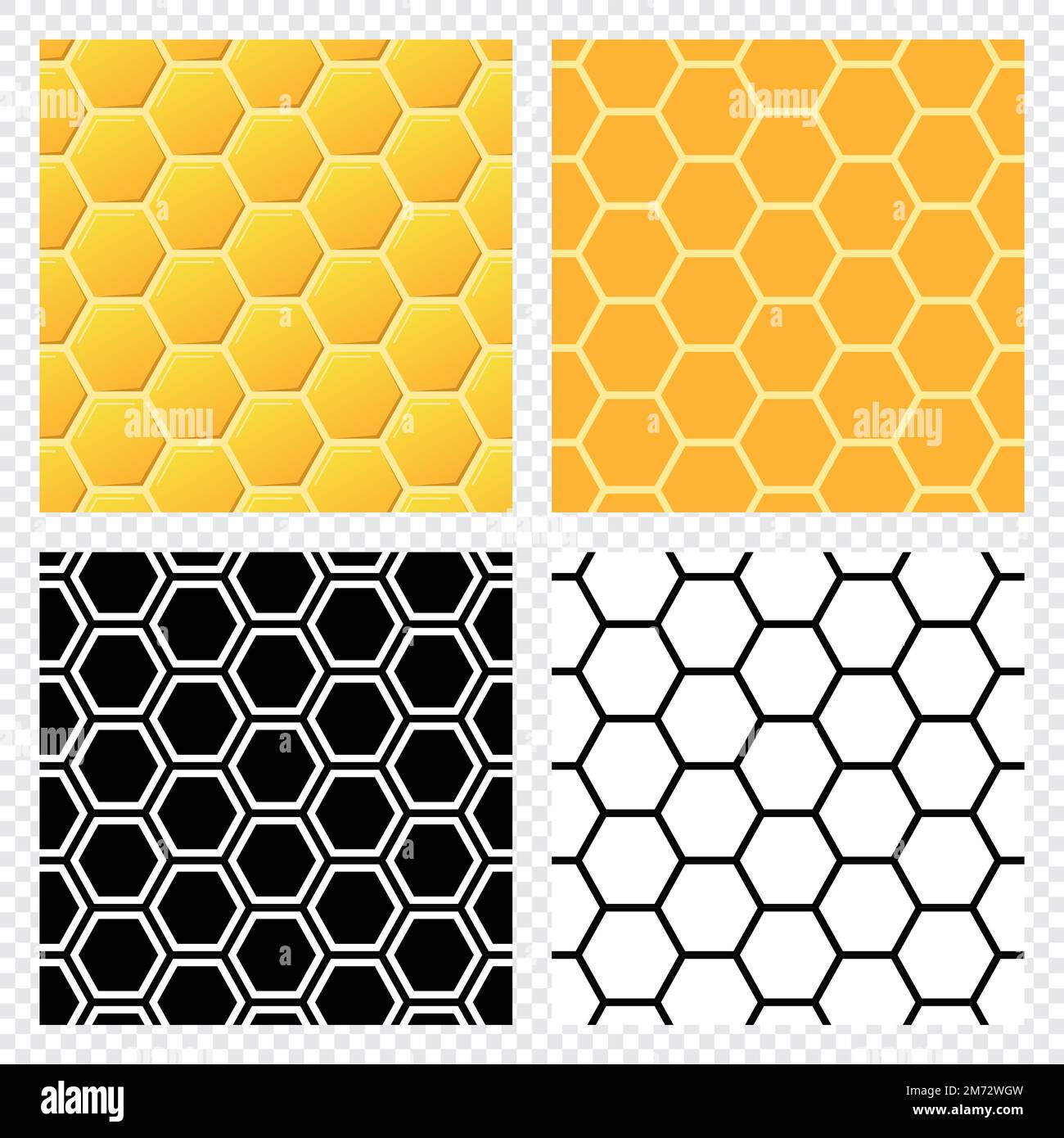 Honeycomb seamless pattern set. Abstract geometric yellow honeycomb seamless pattern set ...