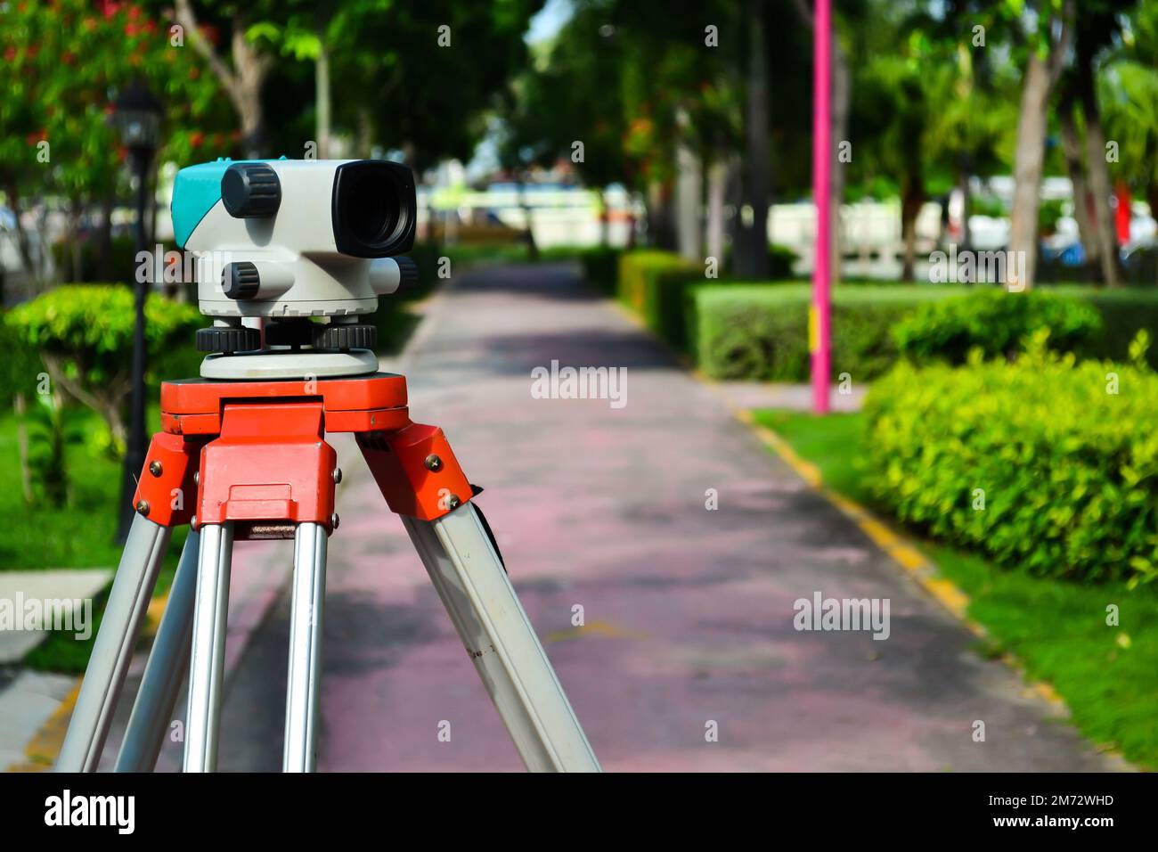 Focus level telescope on blur background Stock Photo - Alamy