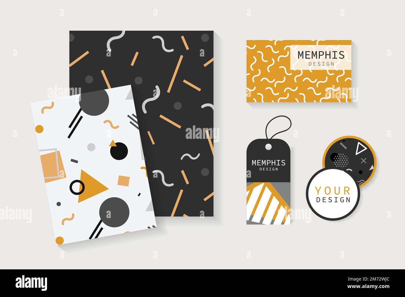 Memphis patterned office supplies vector set Stock Vector Image & Art ...