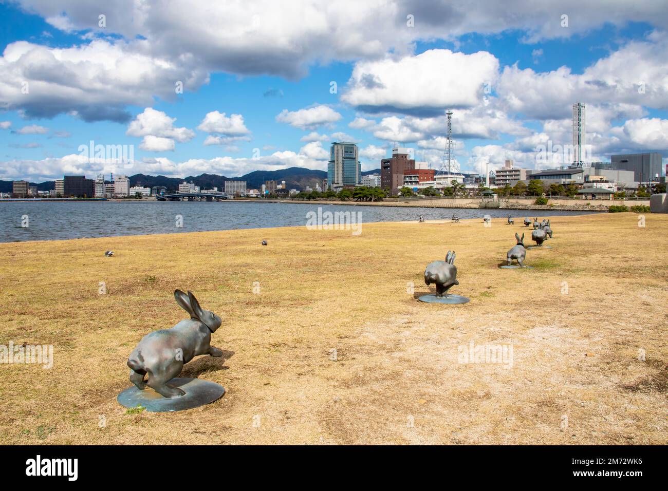 Matsue Japan: The sculpture ‘Shinji-ko Rabbits’ by the Lake Shinji in ...