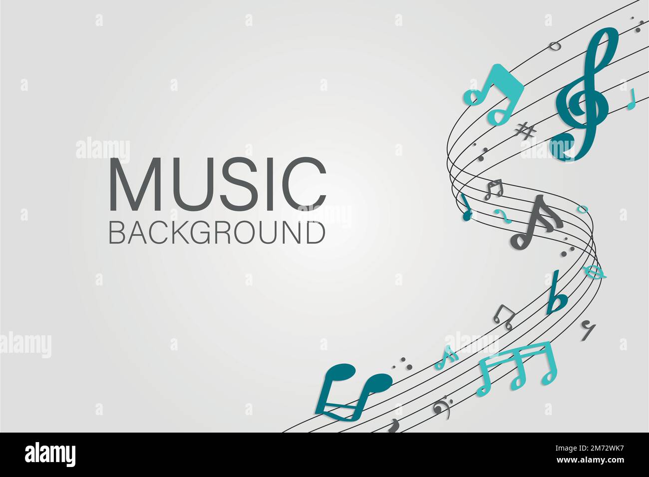 Blue flowing music notes on white background vector Stock Vector Image ...