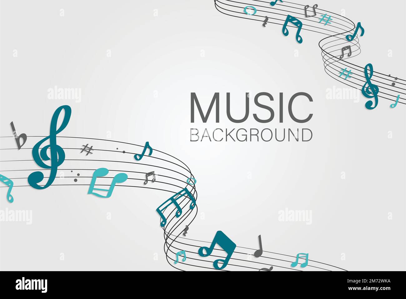 Blue flowing music notes on white background vector Stock Vector Image ...