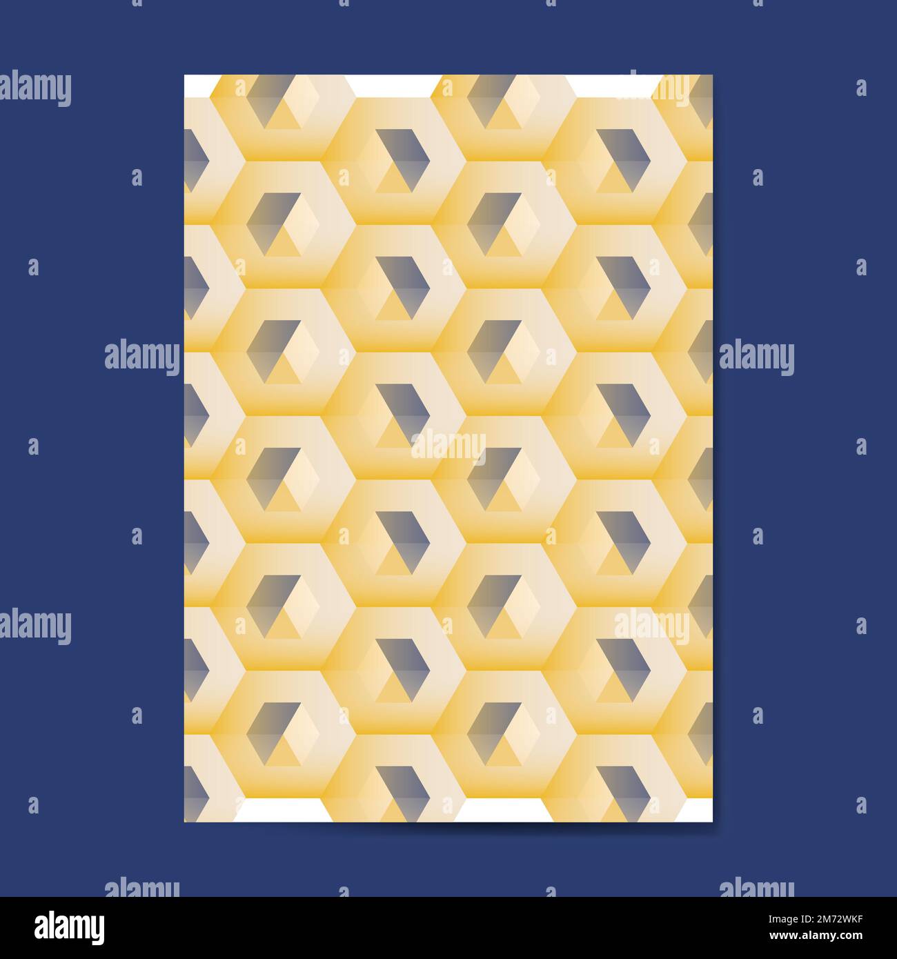 3D yellow and blue hexagonal patterned poster template vector Stock ...