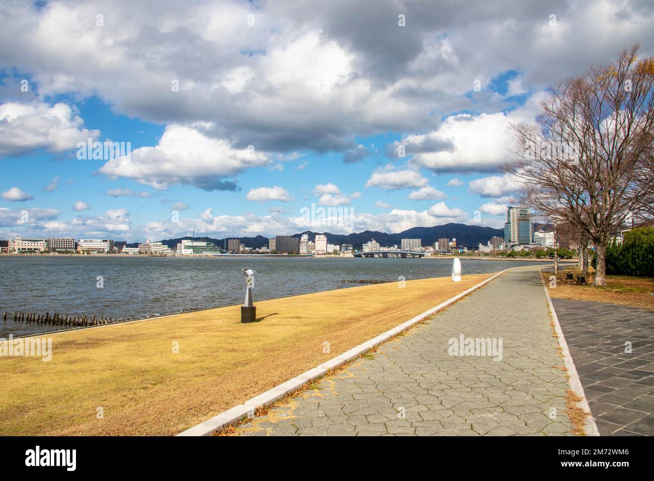 Matsue Japan 2nd Dec 2022: The of Matsue city by the Lake Shinji in front of Shimane Art Museum ...