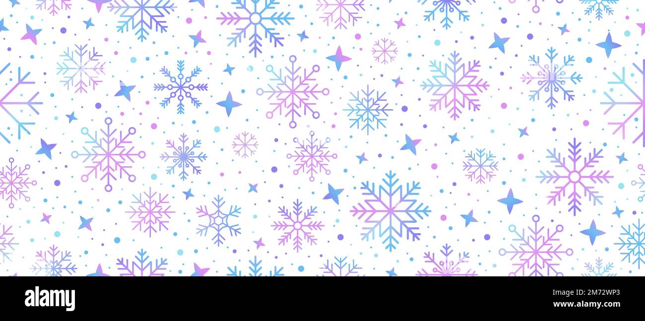 Abstract snowflake seamless border. Snowflakes seamless pattern ...
