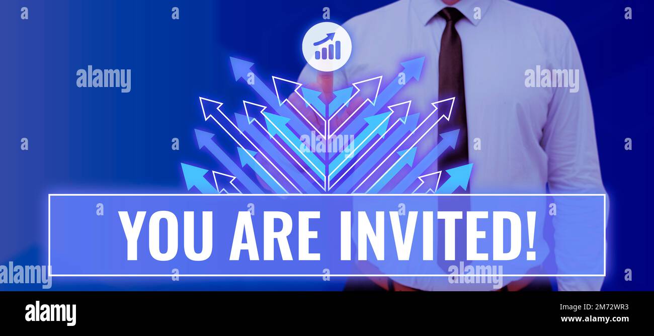 Text caption presenting You Are Invited. Internet Concept Receiving and ...