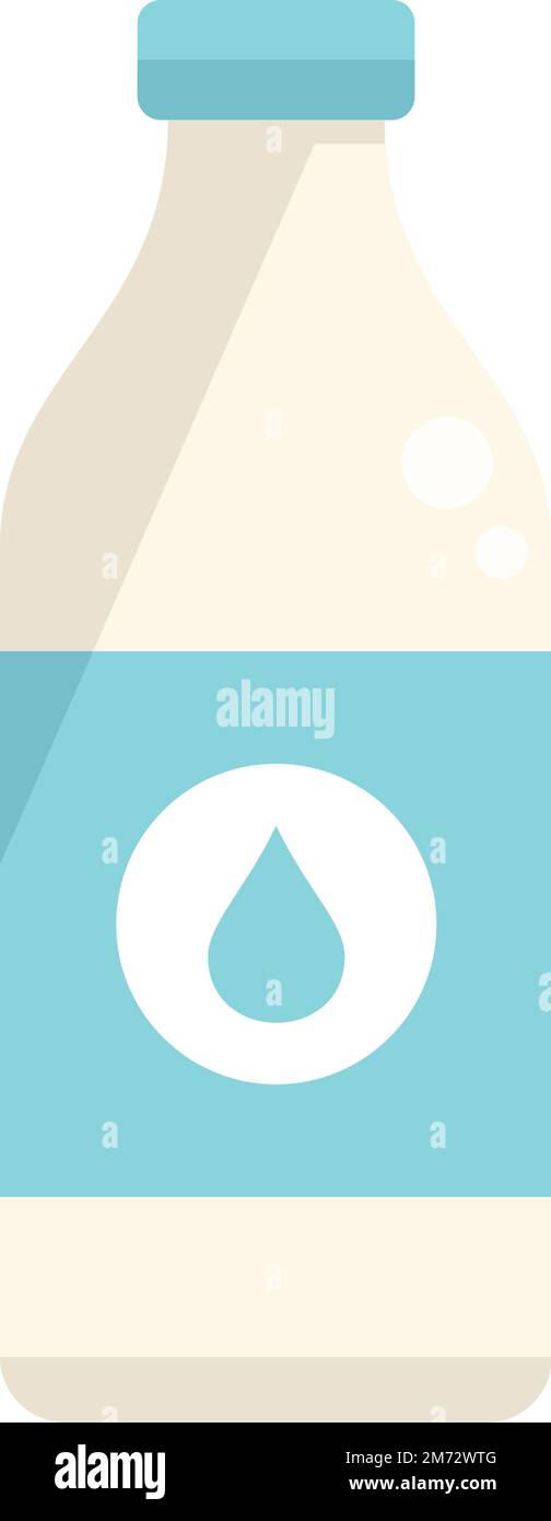 Milk bottle icon flat vector. Dairy glass. Calcium drink isolated Stock ...
