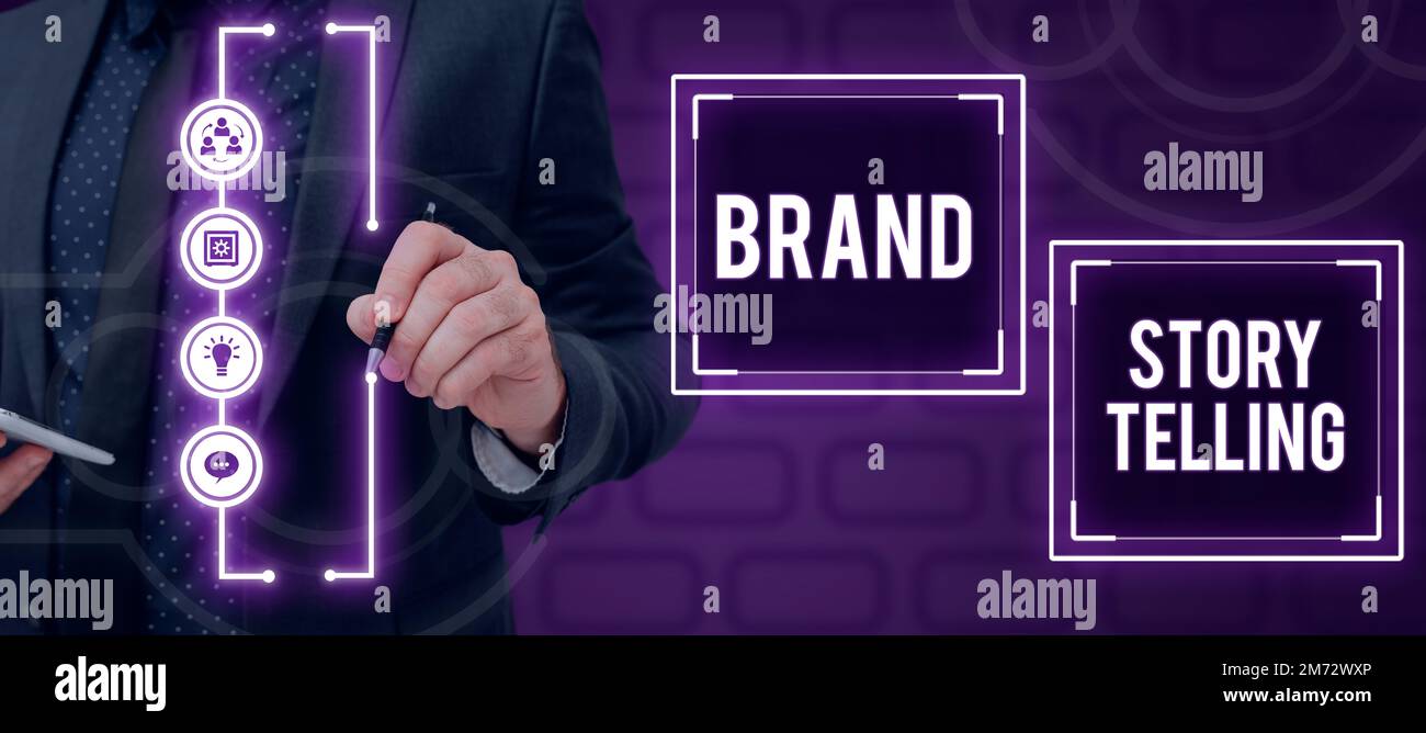 Sign displaying Brand Story Telling. Conceptual photo Breathing Life ...