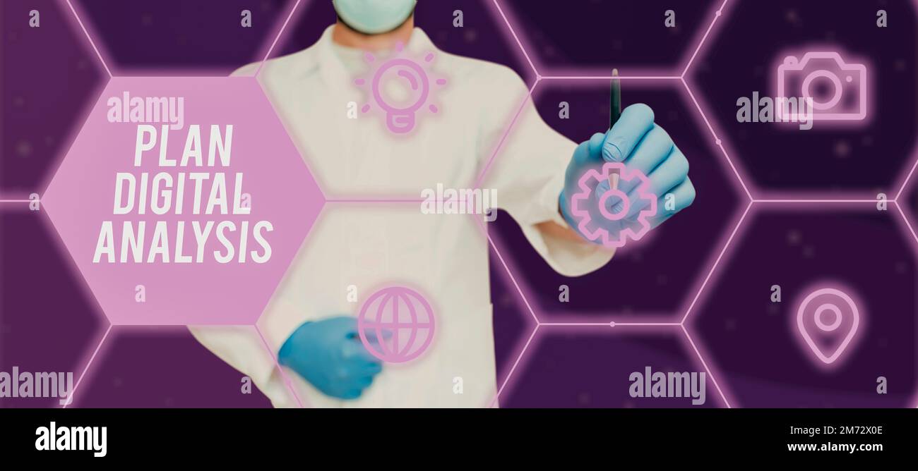 Text caption presenting Plan Digital Analysis. Conceptual photo ...