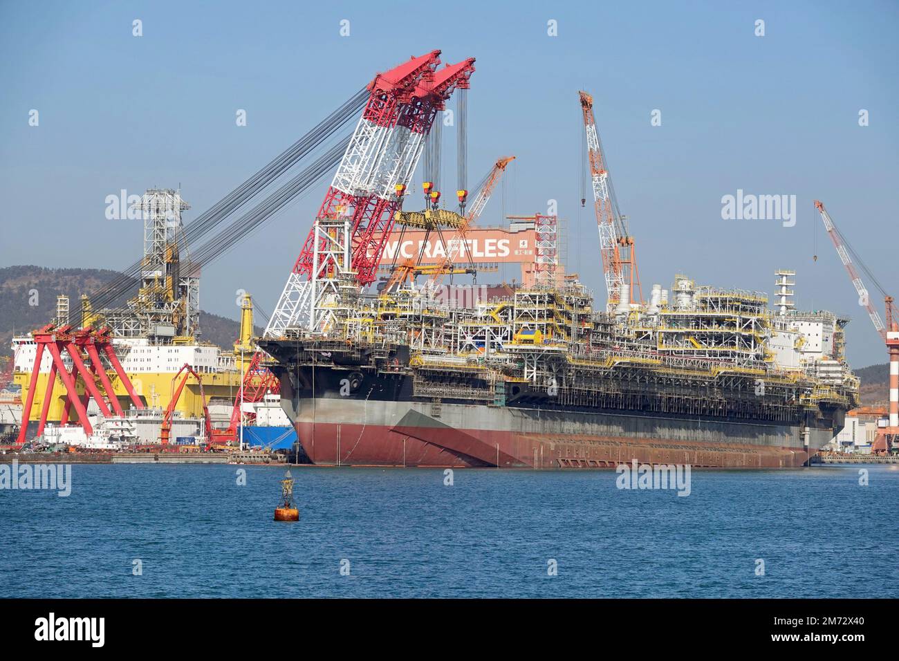 YANTAI, CHINA - JANUARY 7, 2023 - A large floating production, storage ...