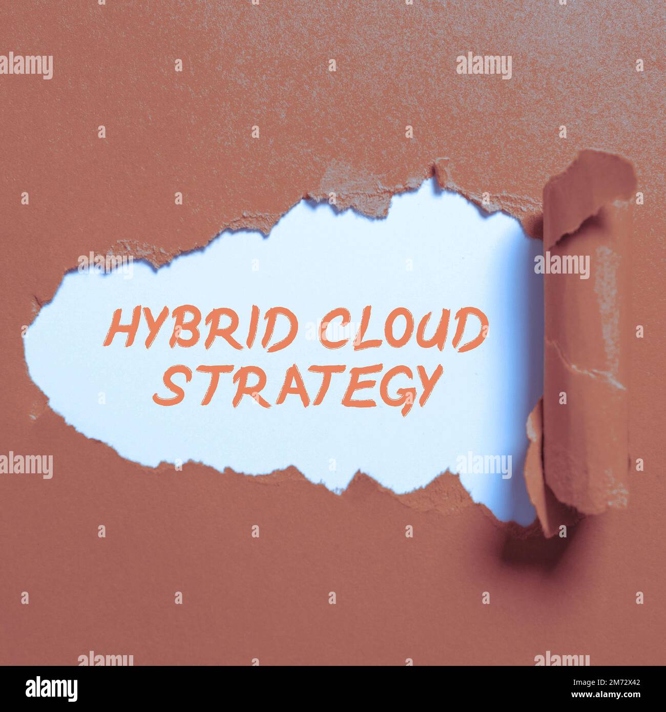 Handwriting text Hybrid Cloud Strategy. Internet Concept Cloud computing setting that uses a mix ...