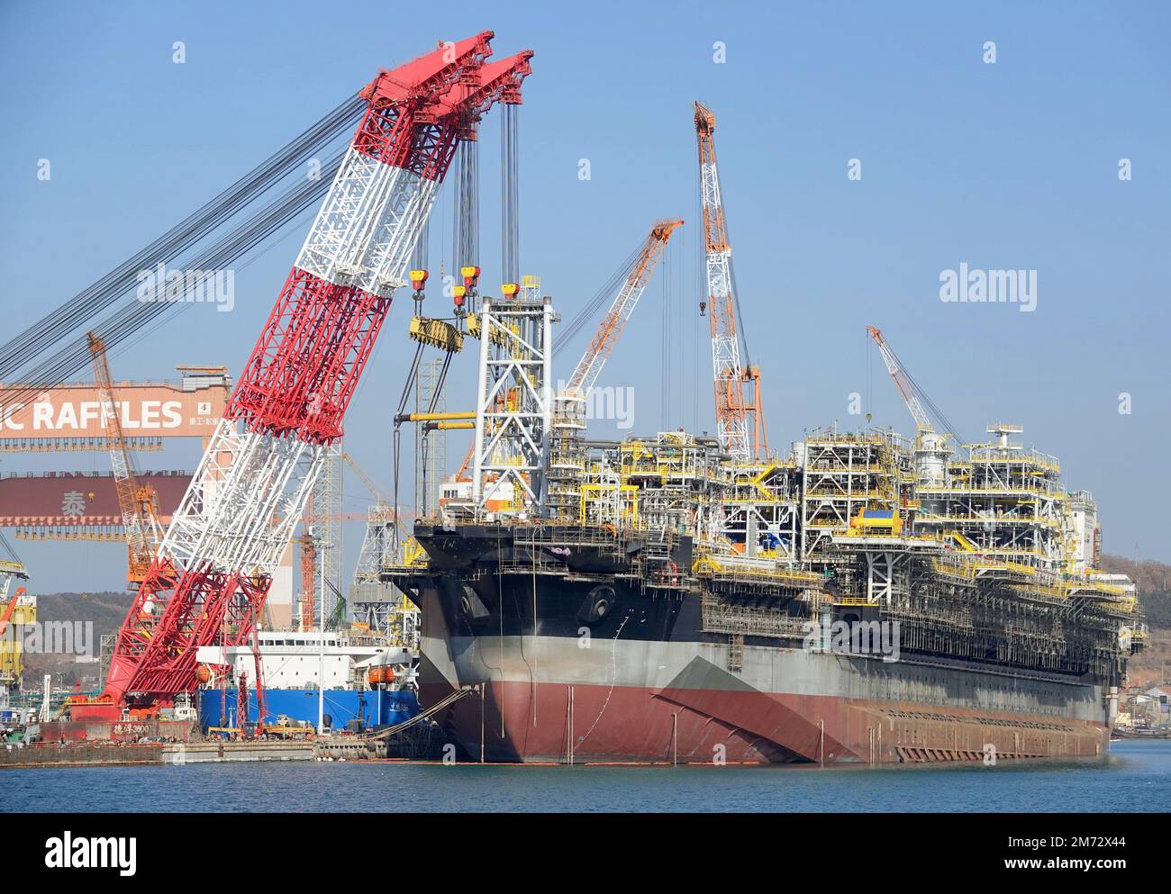 YANTAI, CHINA - JANUARY 7, 2023 - A large floating production, storage ...