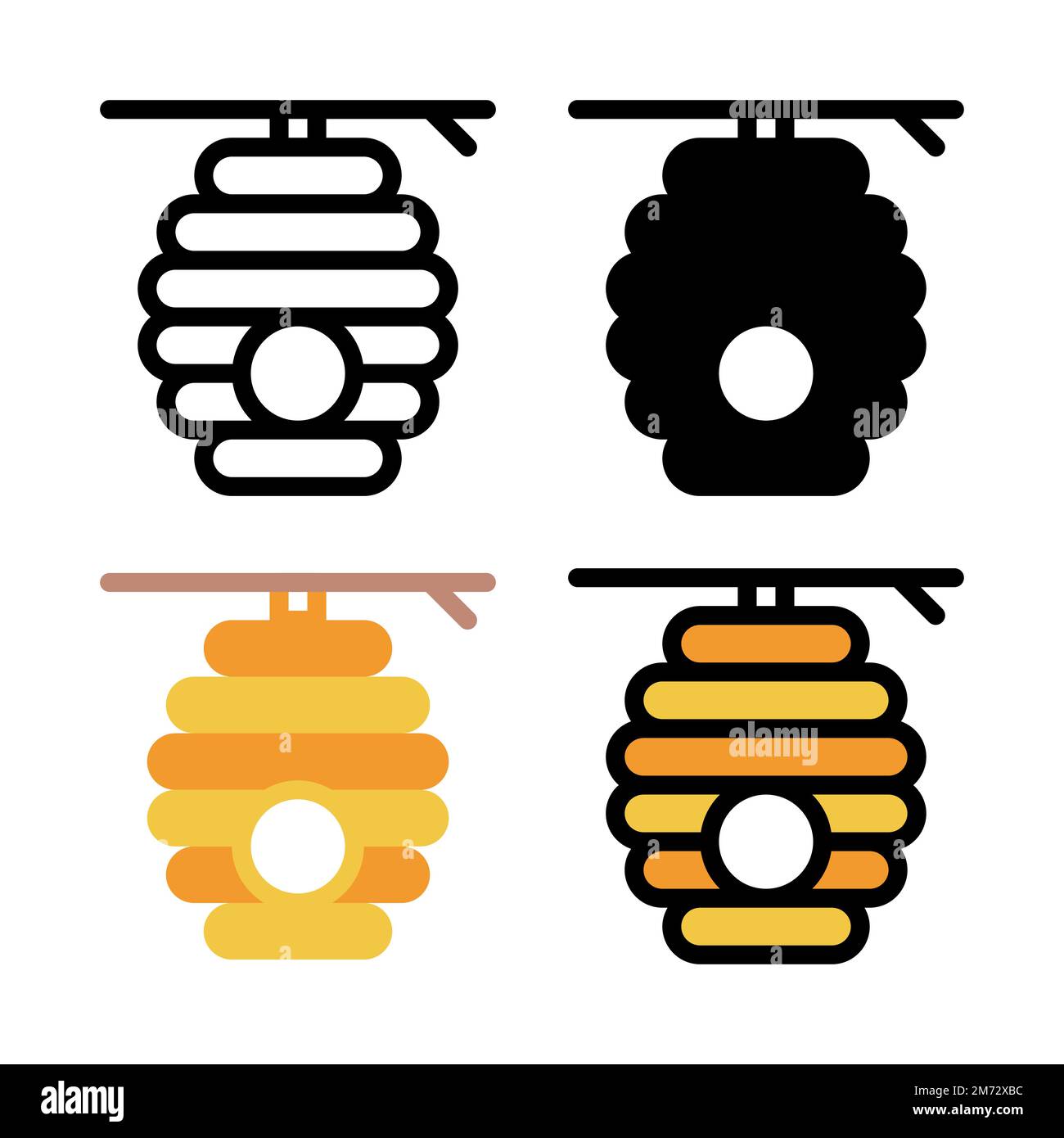 Beehive icon set. Colorful cartoon beehive icon. Creative geometric ...