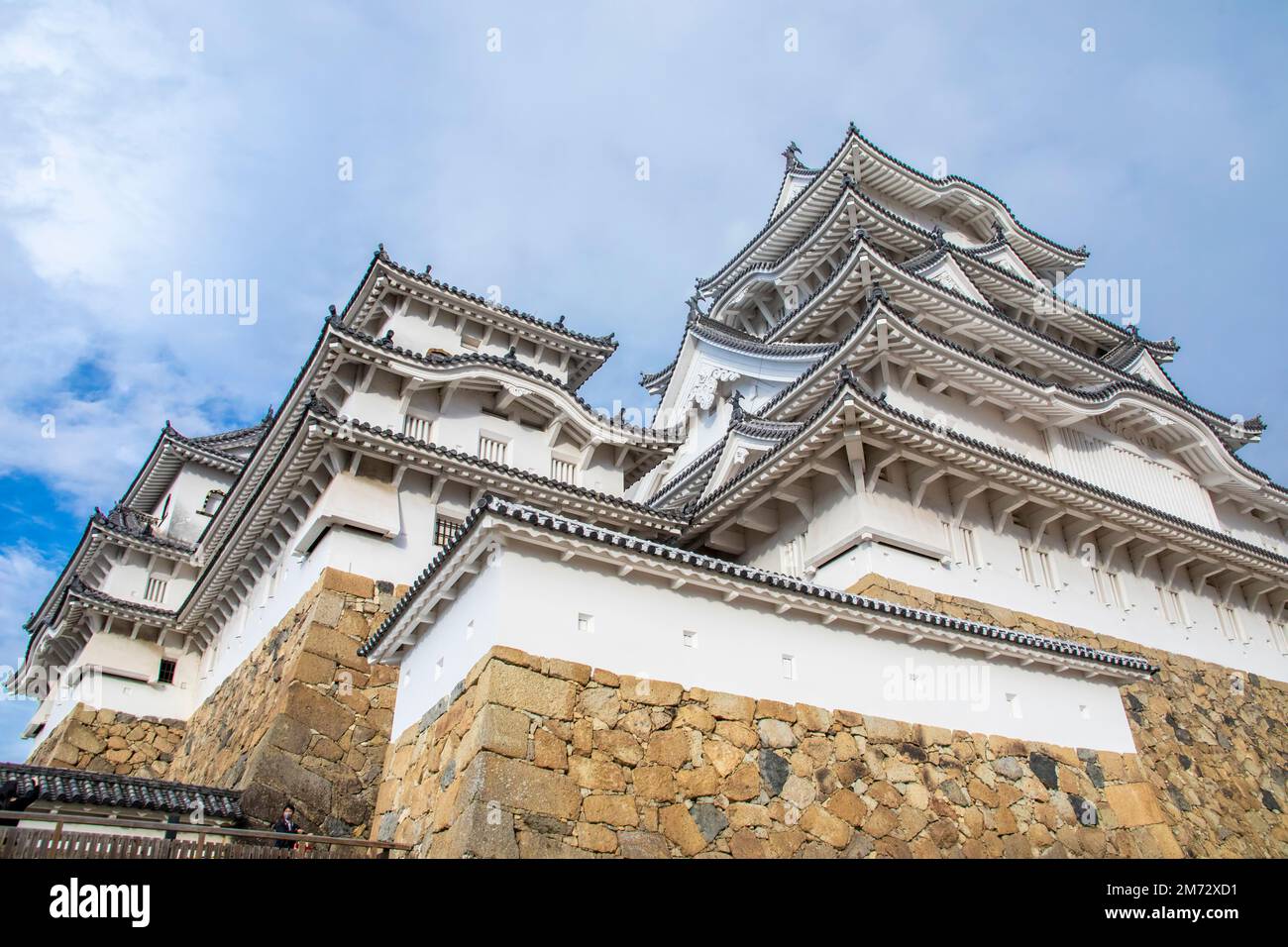 The view of Himeji Castle in autumn, a hilltop Japanese castle complex ...