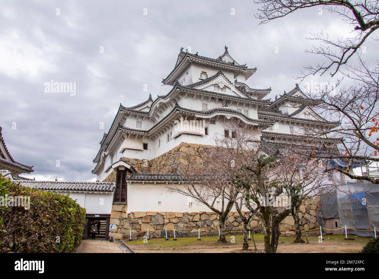 The view of Himeji Castle in autumn, a hilltop Japanese castle complex ...