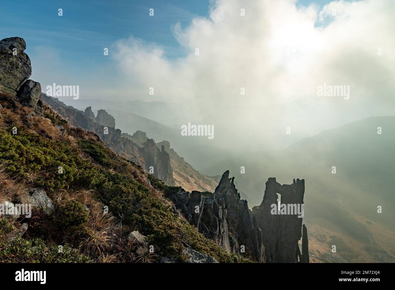Rocky mountains landscape. Scenic mountain landscape with sharp rocks ...