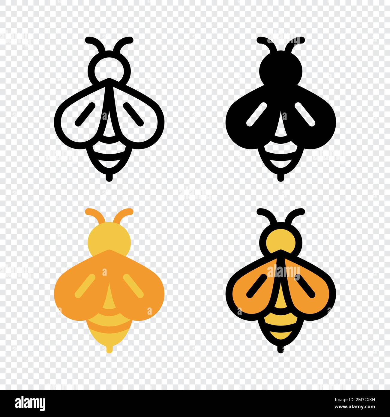 Honey bee icon set. Colorful cartoon honey bee icon. Creative geometric ...