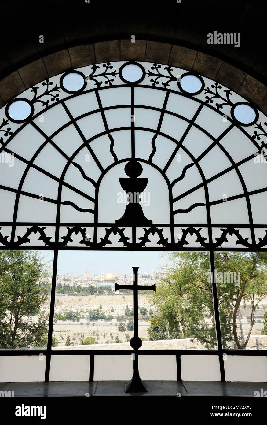 Dominus Flevit, view through the window of the church Stock Photo - Alamy
