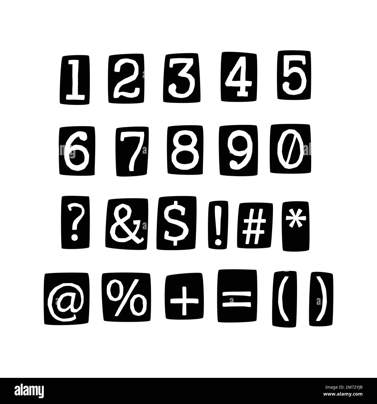 Black and white anonymous symbols and numbers set. Anonymous font cut ...