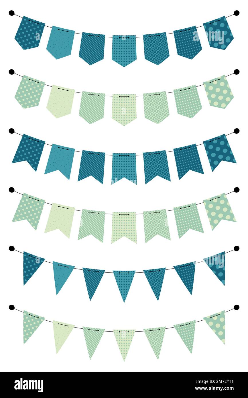 Blank banner. Bunting or swag templates. Holiday flag garland ...