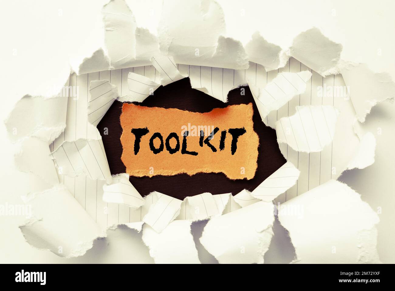 Sign displaying Toolkit. Concept meaning set of tools kept in a bag or ...