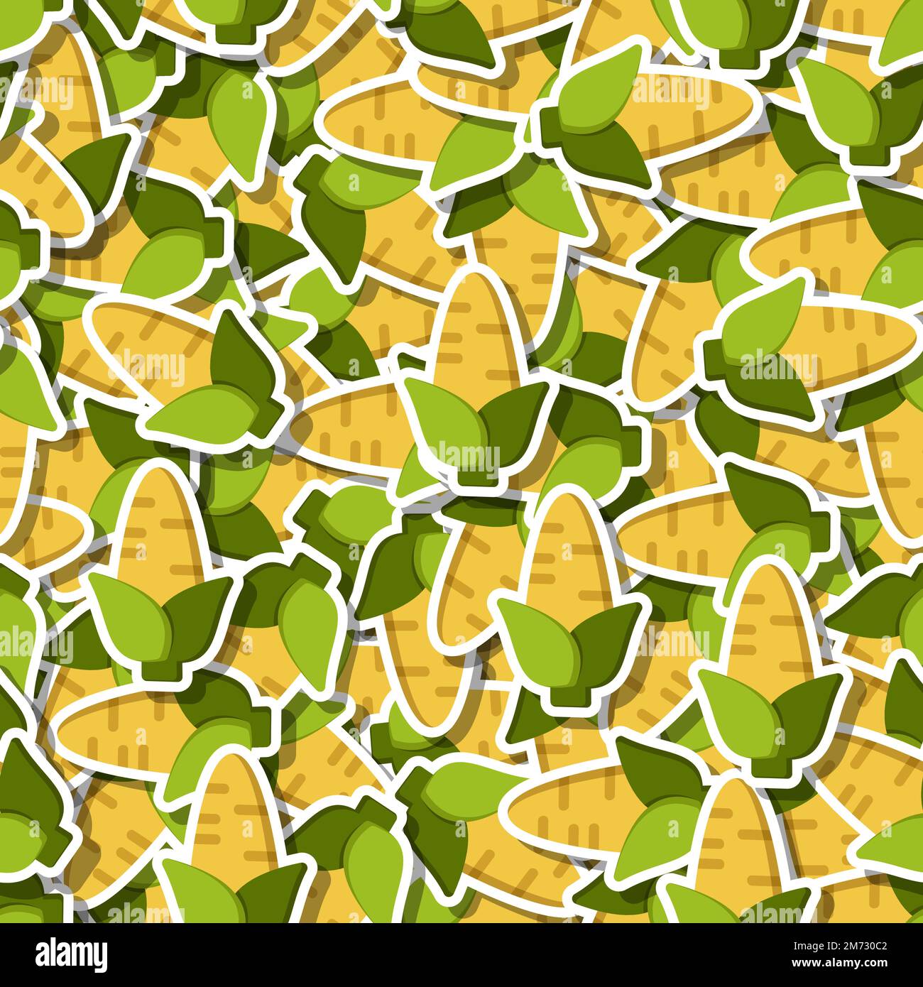 Flat corn vegetable sticker seamless pattern. Modern background ...