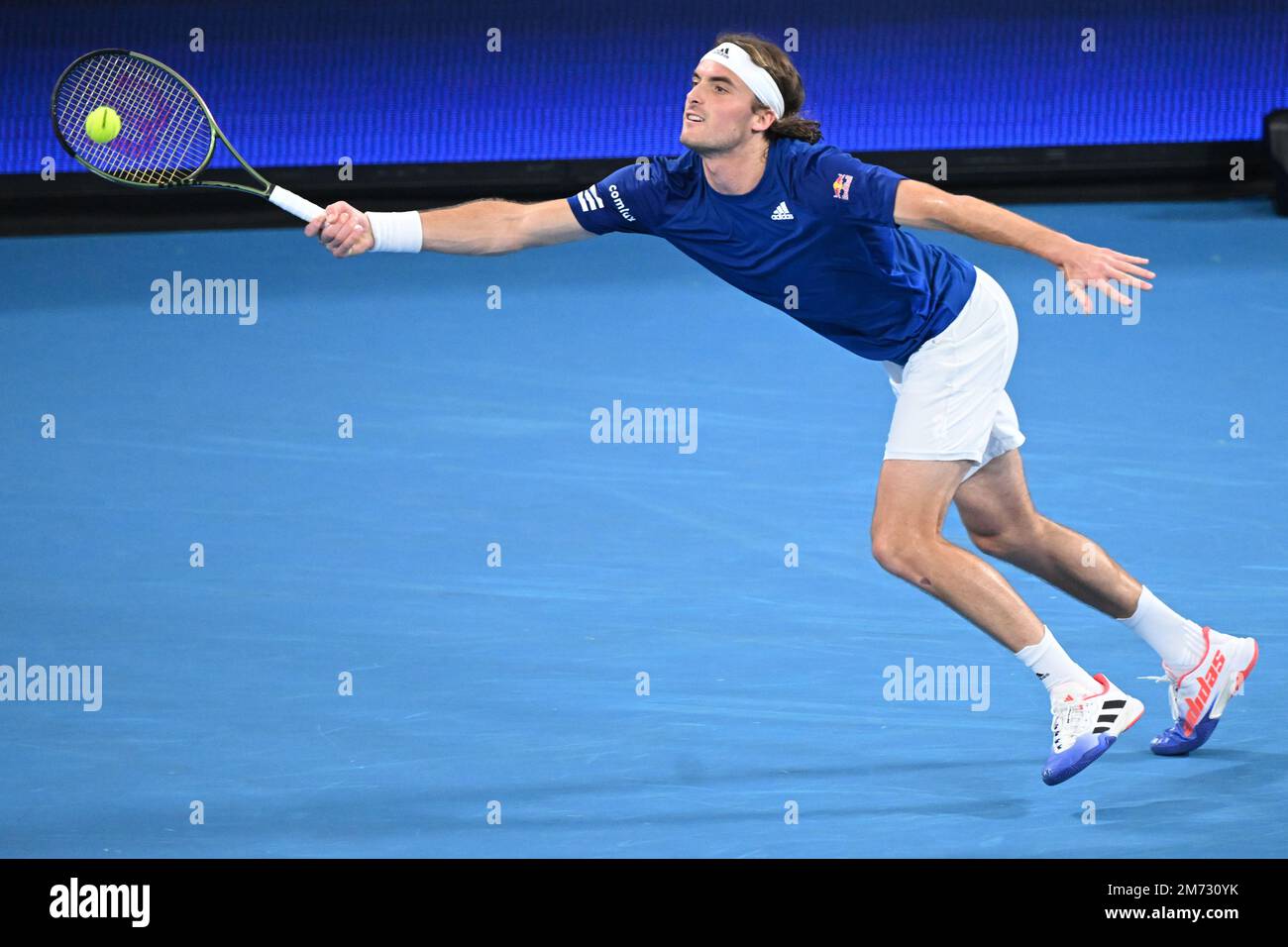 Stefanos Tsitsipas of Greece in action against Matteo Berrettini of ...
