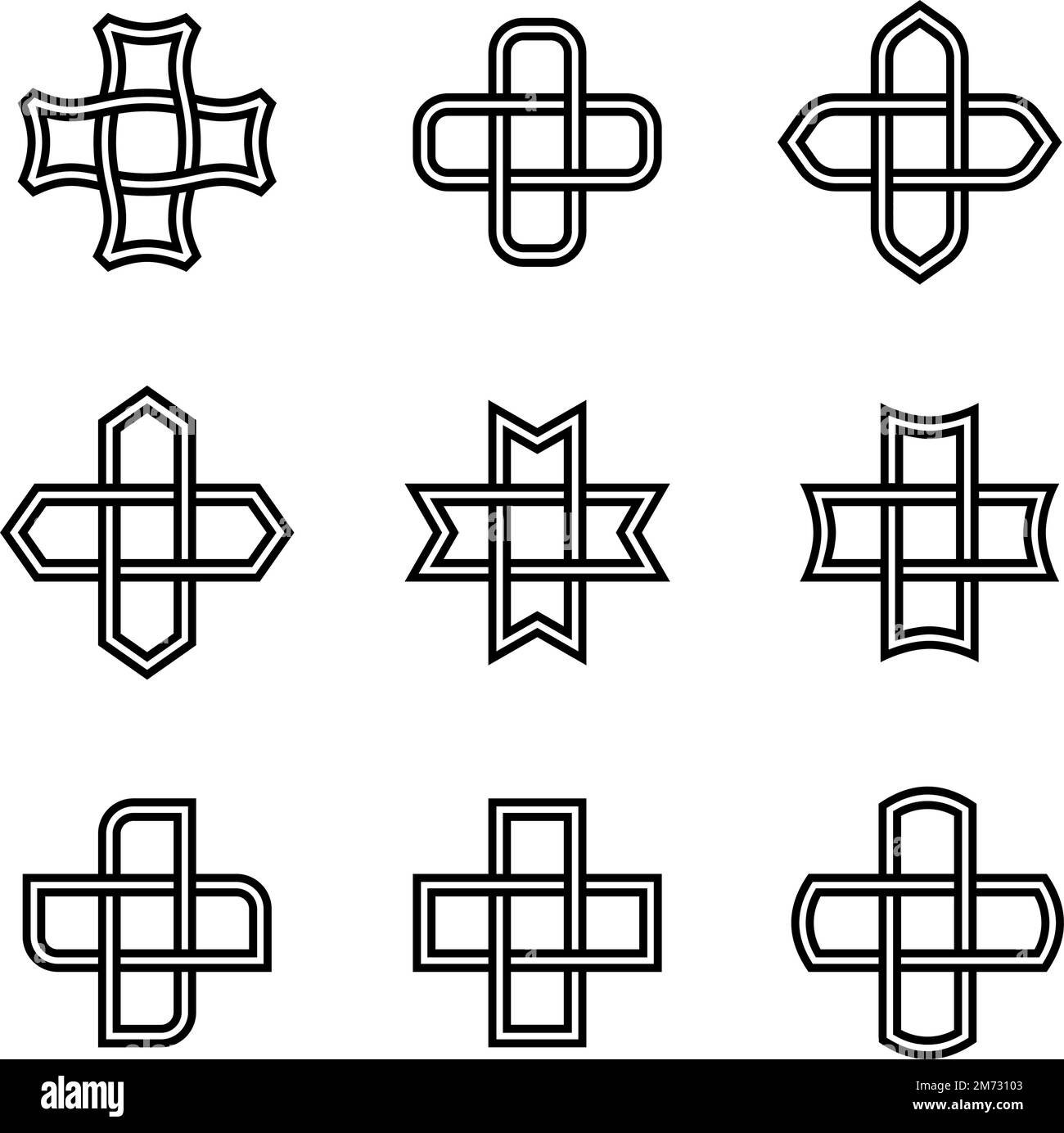 Set of Logo Labels for Business Cards. Complex Geometric Contemporary ...