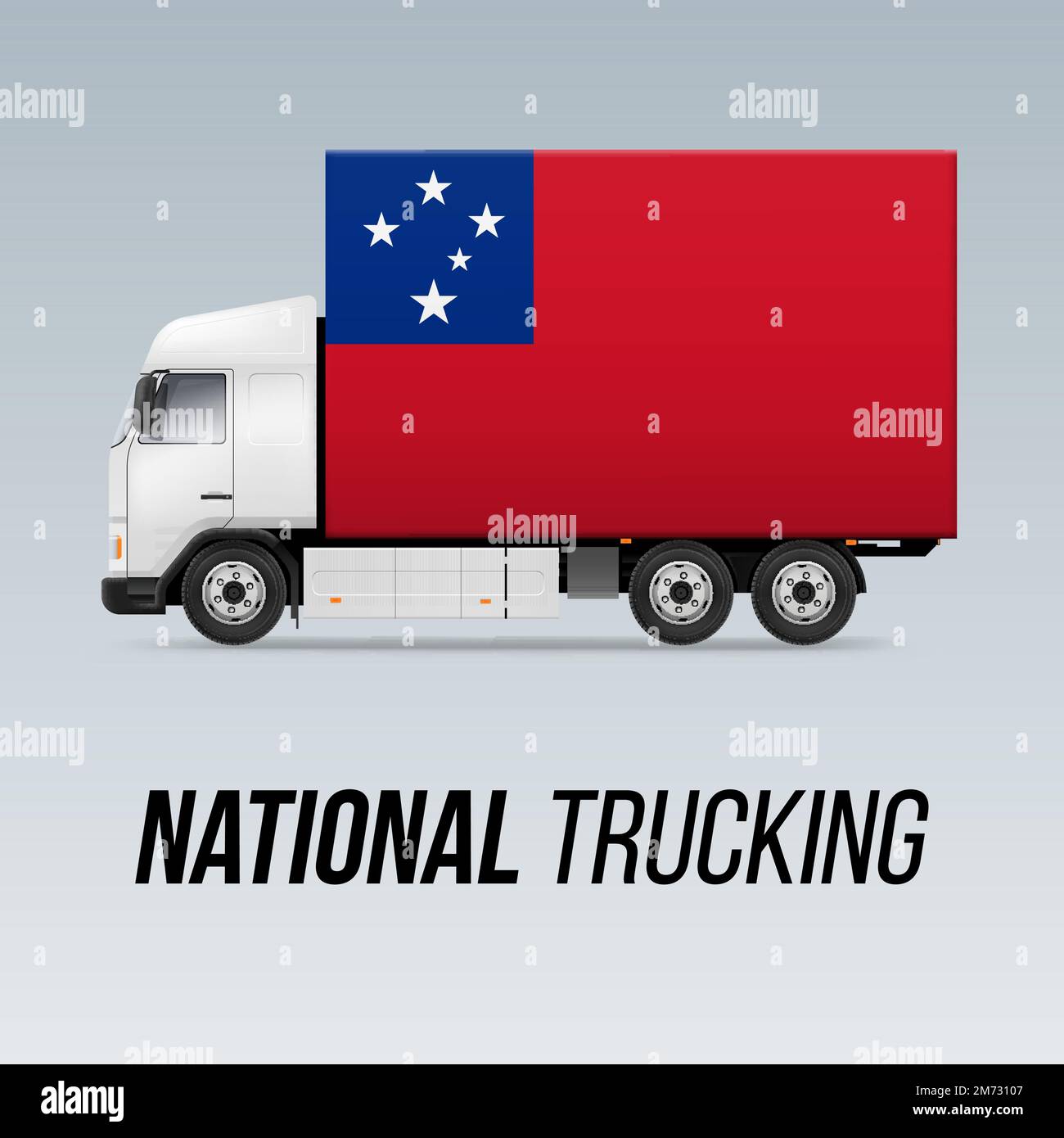Symbol of National Delivery Truck with Flag of Samoa. National Trucking ...