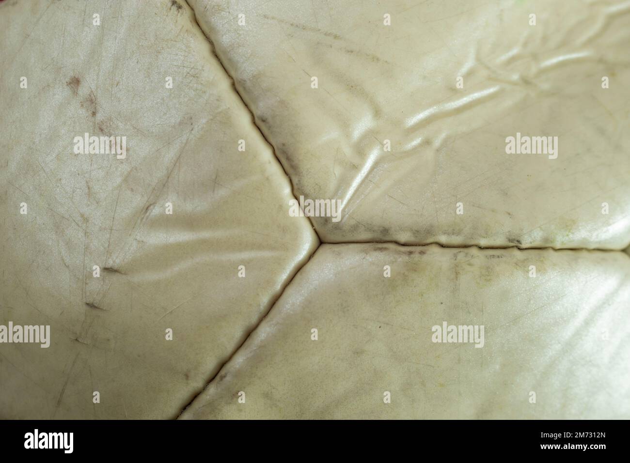 used soccer ball stitches, soft focus macro Stock Photo - Alamy
