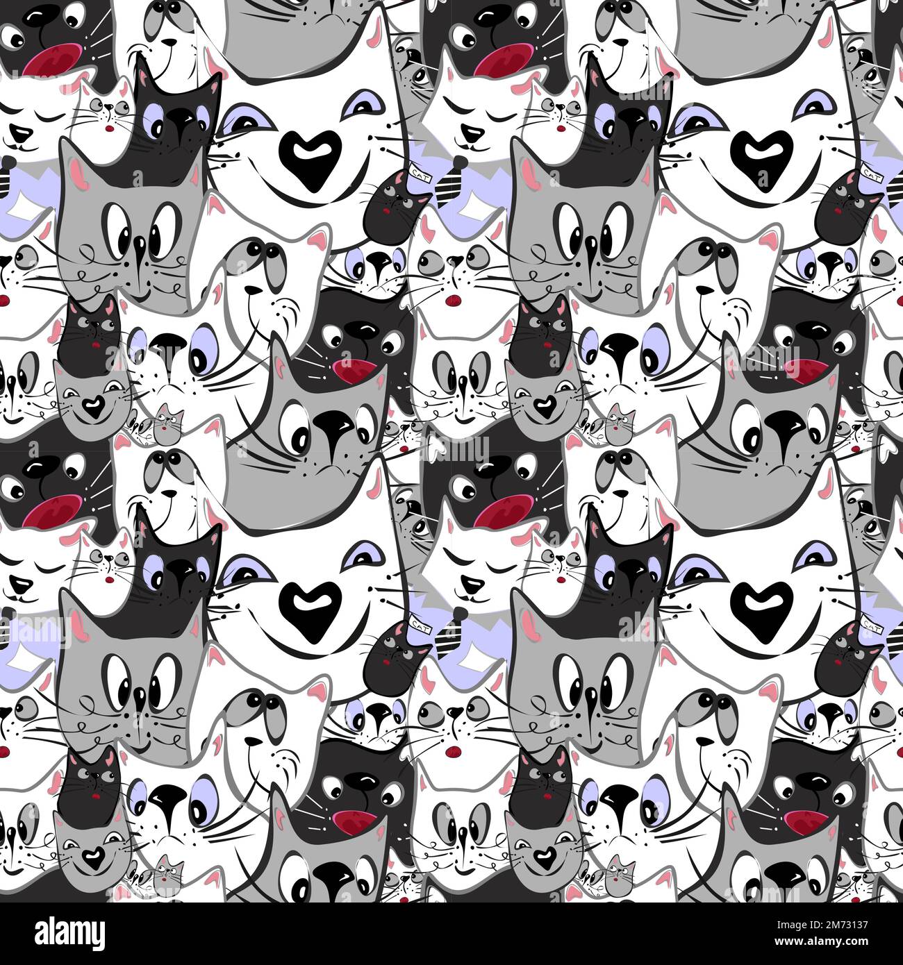 Seamless pattern of cute cat cartoon. Image for card, poster, gift ...