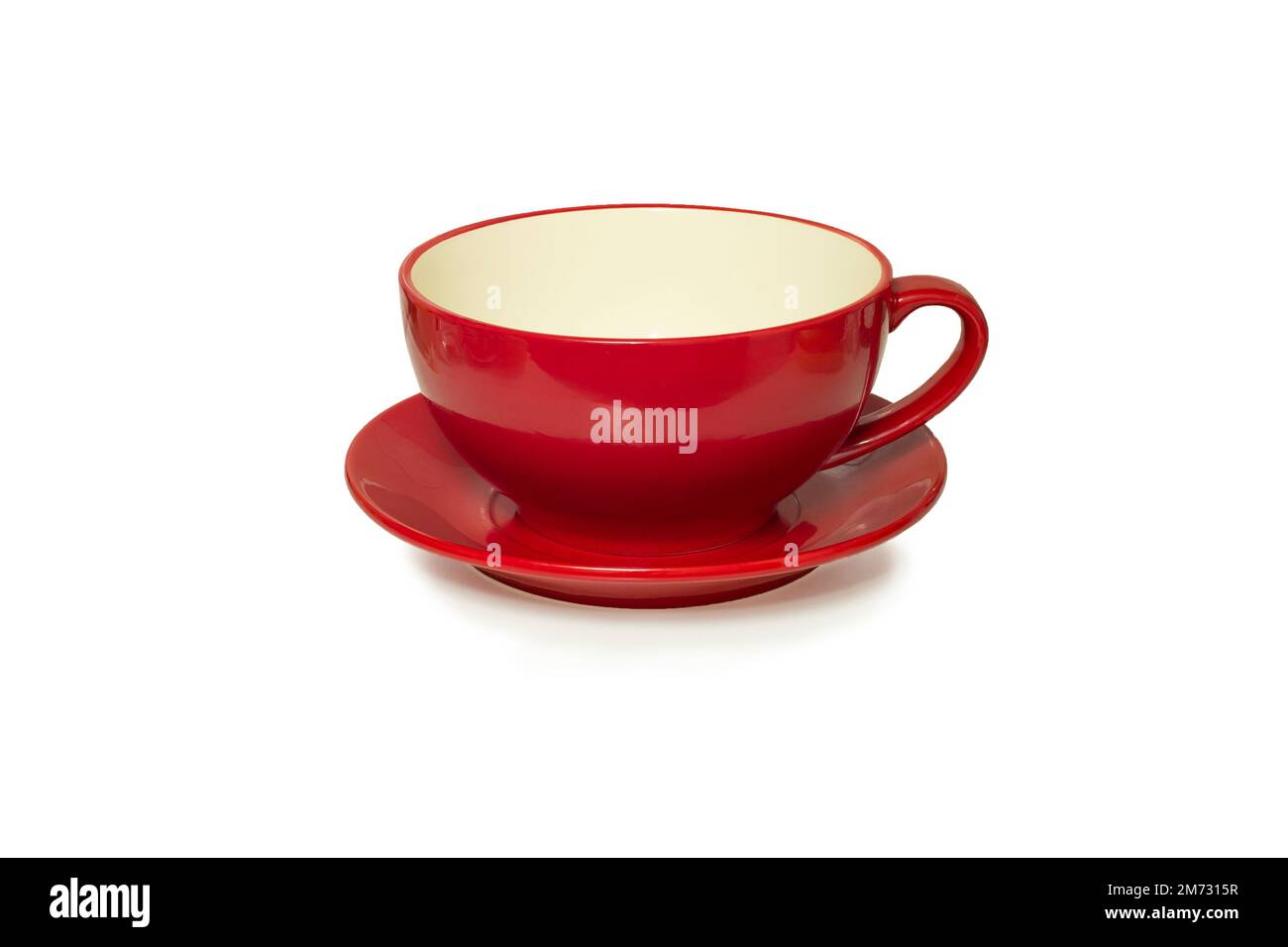 huge ceramic red tea cup isolated on white background Stock Photo - Alamy