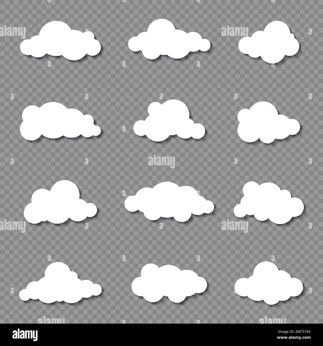 Different clouds on blue sky in origami design. Collection of white ...