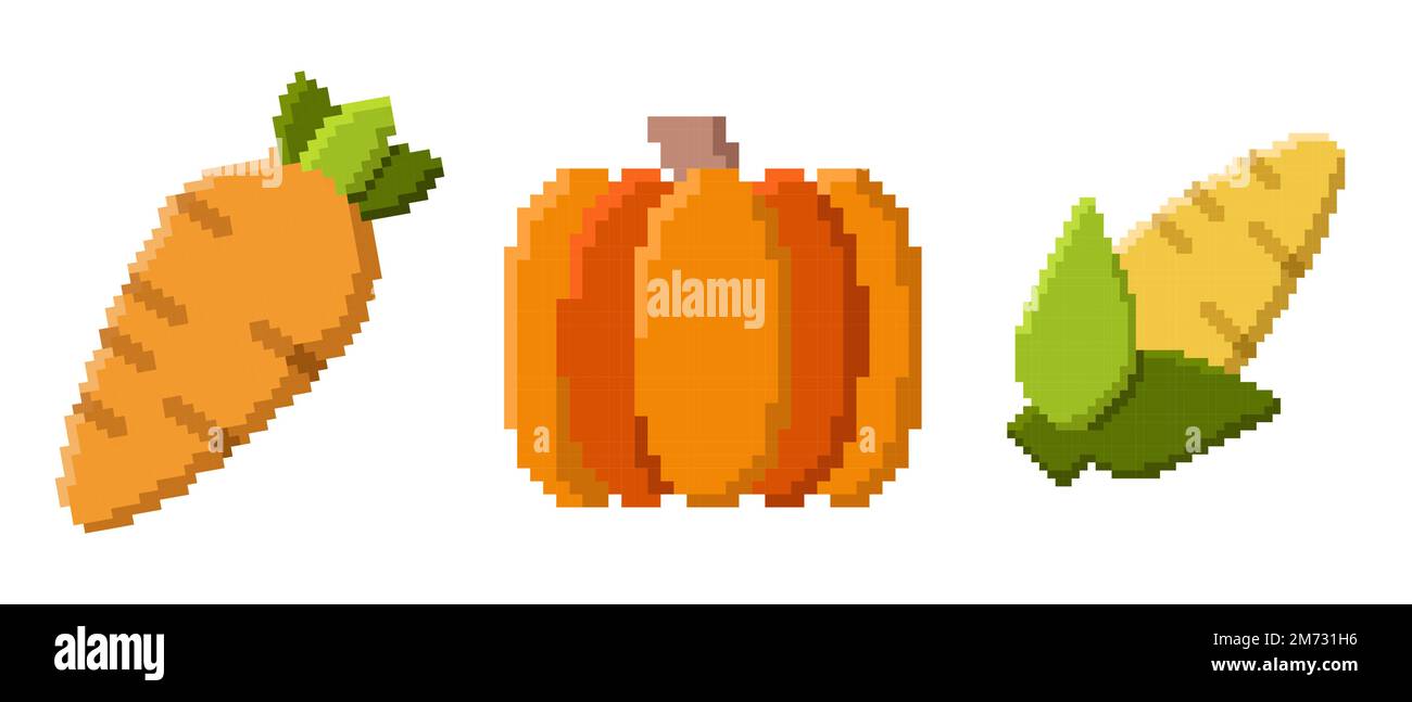 Pixel art icon. Pixel art vegetables icon. Cute pixel vegetables. 8 bit ...