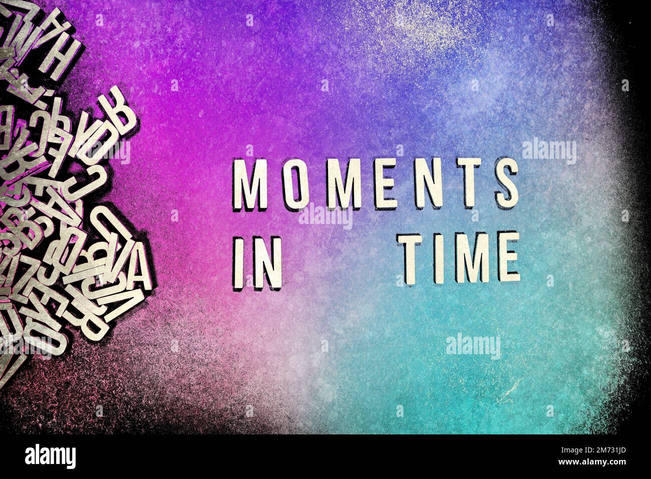 MOMENTS IN TIME in wooden English words language capital letters ...