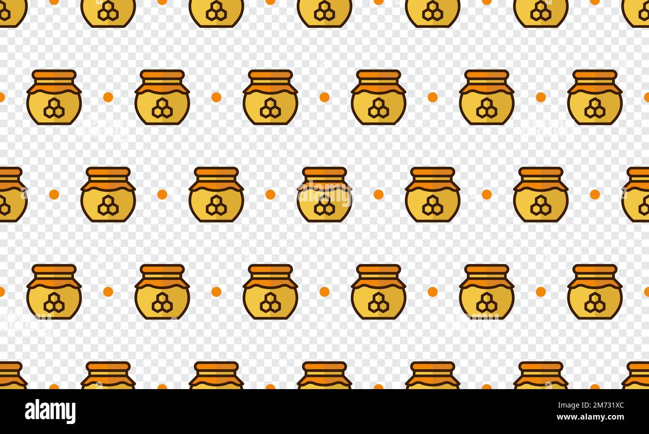 Honey jar pattern with cartoon honey jars. Seamless honey jar ...