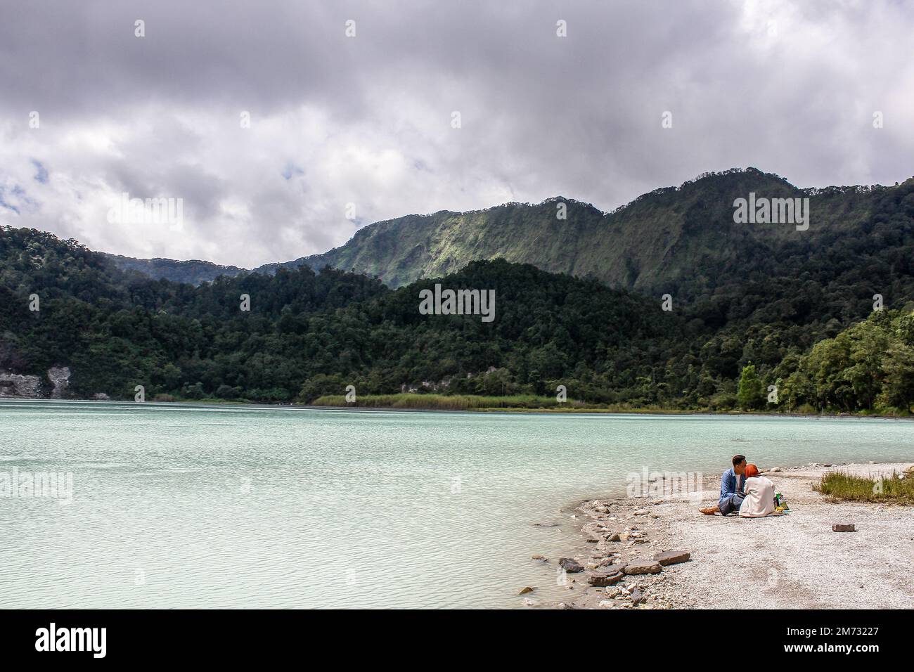Garut, Indonesia. 07th Jan, 2023. A couple are seen enjoying the view ...