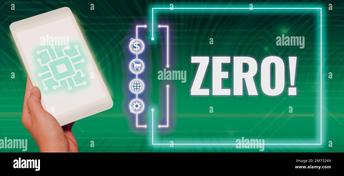 Sign displaying Zero. Internet Concept no quantity or number nought ...