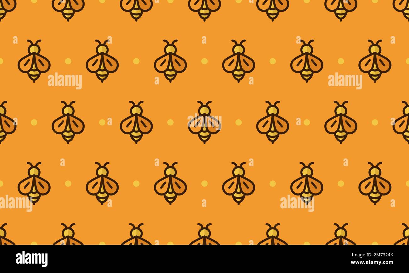Bee pattern with cartoon bee characters. Seamless bee background ...
