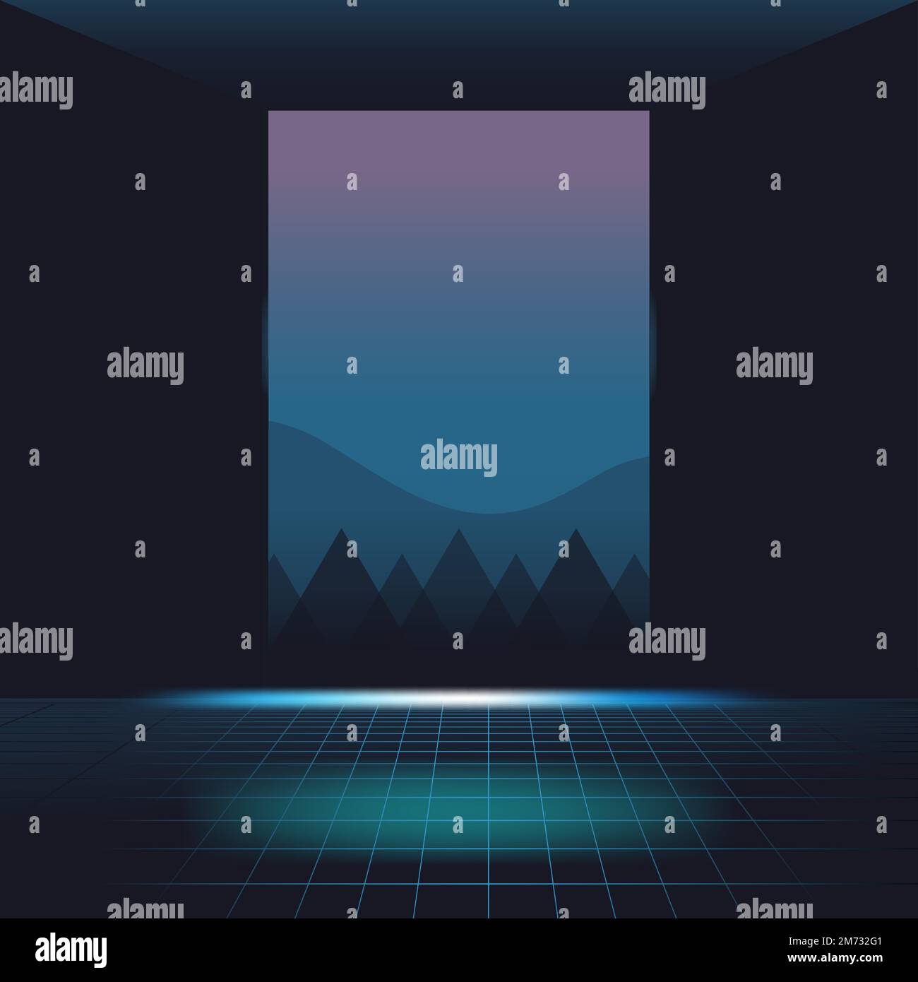 Retro neon landscape background vector Stock Vector Image & Art - Alamy