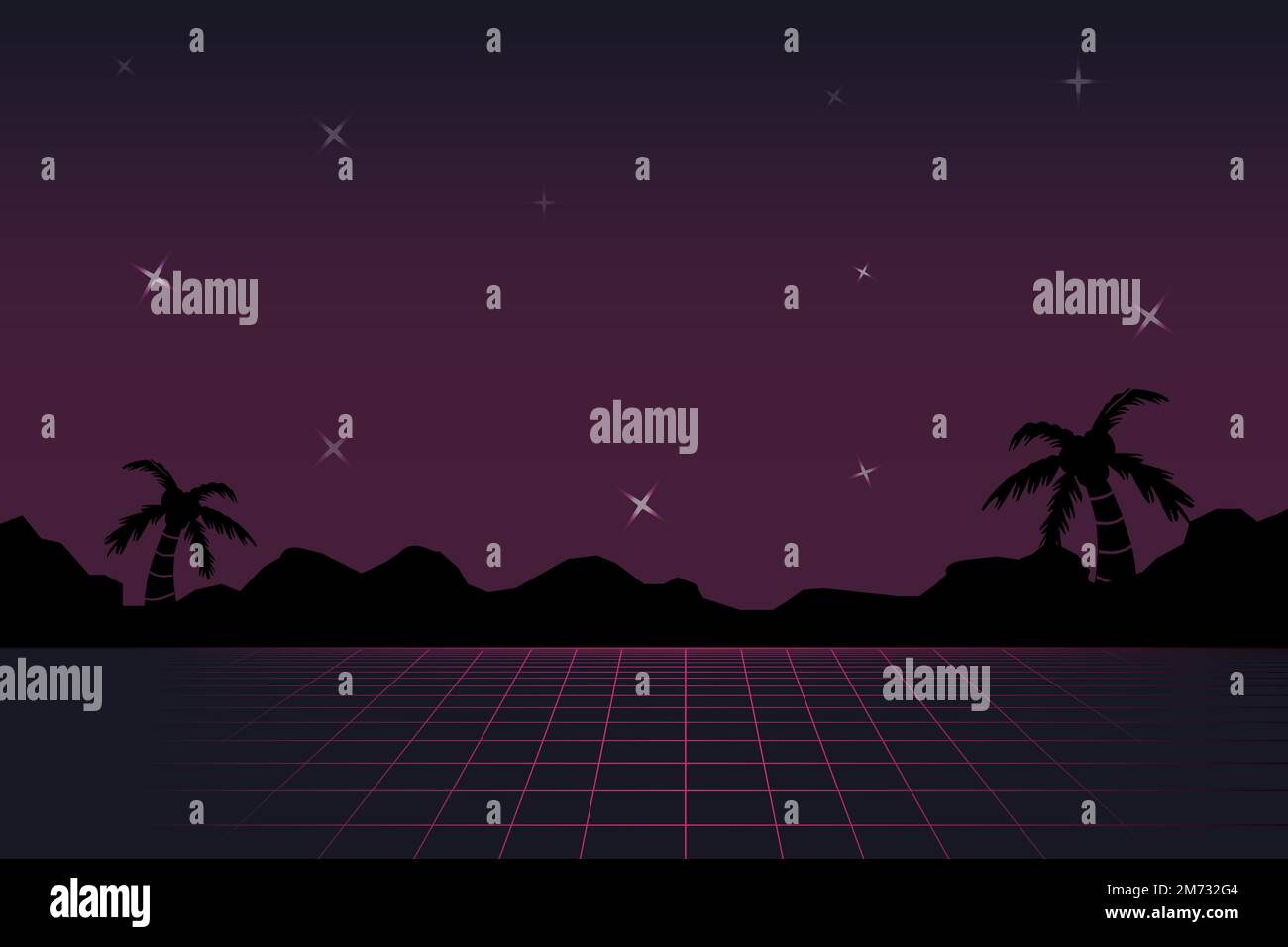 Retro neon landscape background vector Stock Vector Image & Art - Alamy