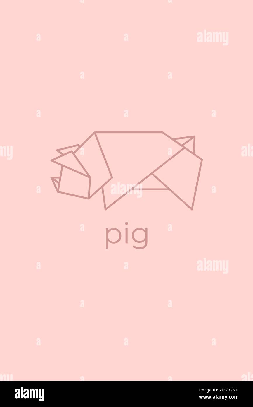 pig origami. Abstract line art pig logo design. Animal origami. Animal ...