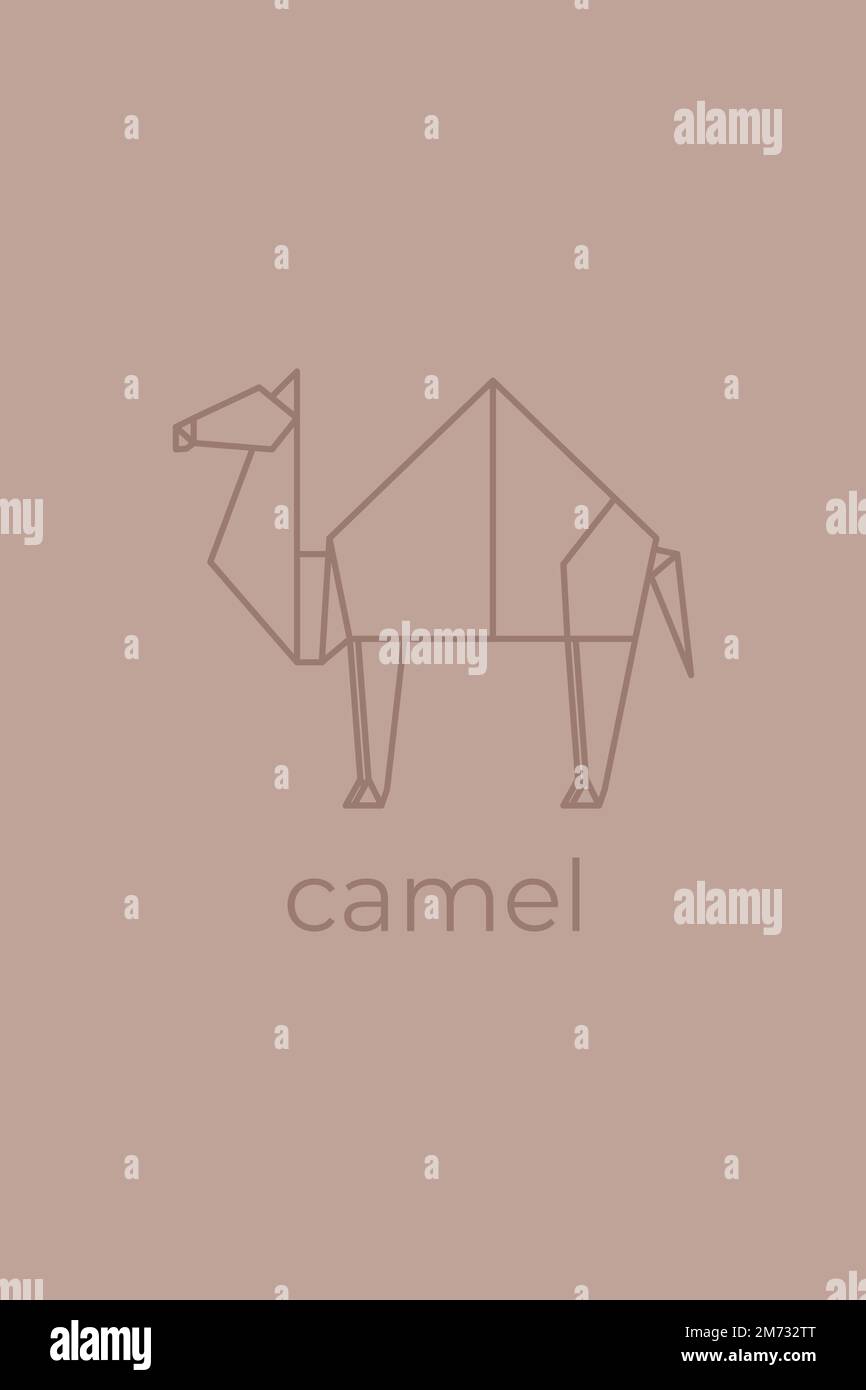 camel origami. Abstract line art camel logo design. Animal origami ...