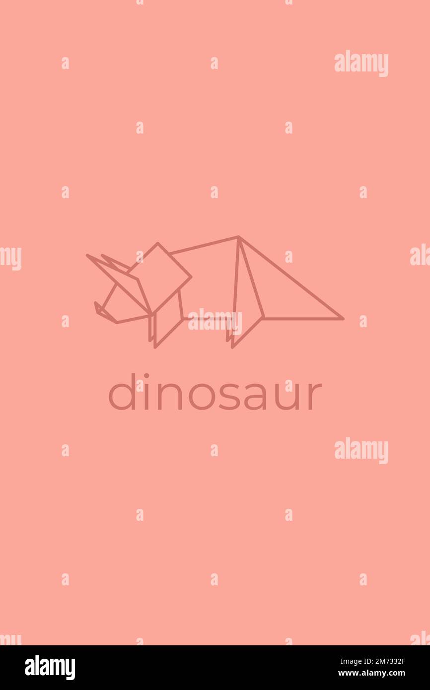 dinosaur origami. Abstract line art dinosaur logo design. Animal ...