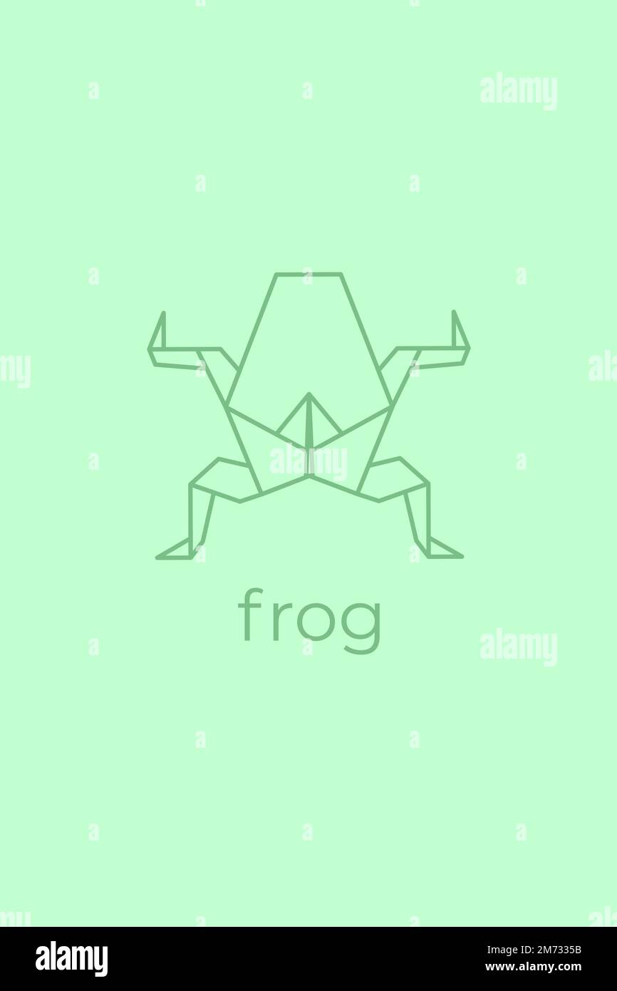 frog origami. Abstract line art frog logo design. Animal origami ...